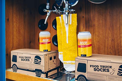 Rainbow Socks - Men Women Funny Food Truck Box - 3 Pairs - Burger Bier - Size US 5.5-9
