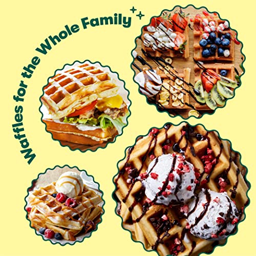 BELLA 4 Slice Non-Stick Belgian Waffle Maker, Fluffy Restaurant-Style Waffles in Under 6 Minutes, Quickly Makes 4 Large 4β x 4.5β & 1.2β Thick Waffles, Easily Wipe and Clean, Stainless Steel/Black