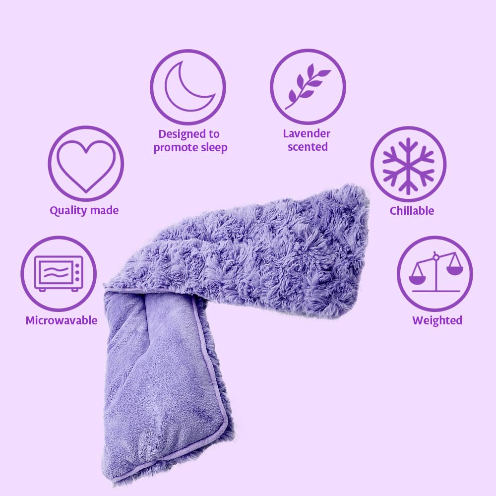 warmies Microwavable Neck & Shoulder Wrap - Heating & Cooling Plush Pad for Calming Relaxation - Weighted & Heated Neck Warmer with Scented Lavender - Microwave Heat Pad for Aches & Pain - Purple