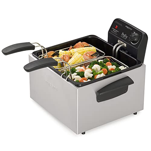 Presto 05466 Stainless Steel Dual Basket Pro Fry Immersion Element Deep Fryer