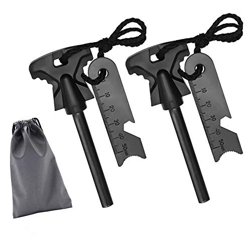 WENIFU 4.25 Inch Flint Fire Starter, Survival Ferro Rods Starter with Easy Grip Handle and Multifunction Striker, Waterproof Flint Fire Can be Struck 15000 Times for Camping, Hiking (Pack of 2)
