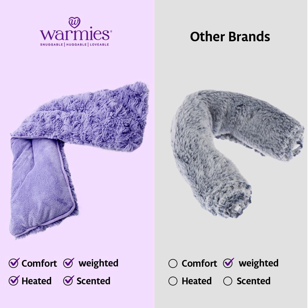 warmies Microwavable Neck & Shoulder Wrap - Heating & Cooling Plush Pad for Calming Relaxation - Weighted & Heated Neck Warmer with Scented Lavender - Microwave Heat Pad for Aches & Pain - Purple