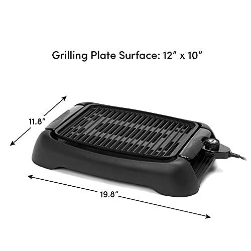 Elite Gourmet EGL-3450 Smokeless Indoor Electric BBQ Grill Dishwasher Safe, PFOA-Free Nonstick, Adjustable Temperature, Fast Heat Up, Low-Fat Meals Easy to Clean Design, Black
