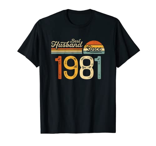 Mens Best Husband Since 1981 Retro 42nd wedding anniversary T-Shirt