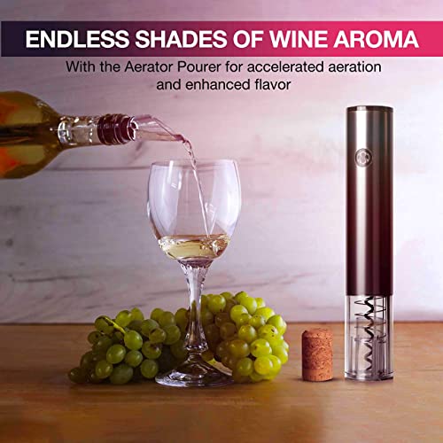 Mueller Electric Wine Opener Set - Rechargeable Batteries and USB Charging Cable - Electric Corkscrew Opener with Foil Cutter, Wine Pourer, Vacuum Stopper (Batteries Included), Valentines Day Gifts
