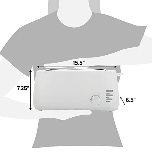 Elite Gourmet ECT-4829 Long Slot 4 Slice Toaster, 6 Toast Settings Toaster Defrost, Reheat, Cancel Functions, Slide Out Crumb Tray, Extra Wide Slots for Bagels Waffles, White