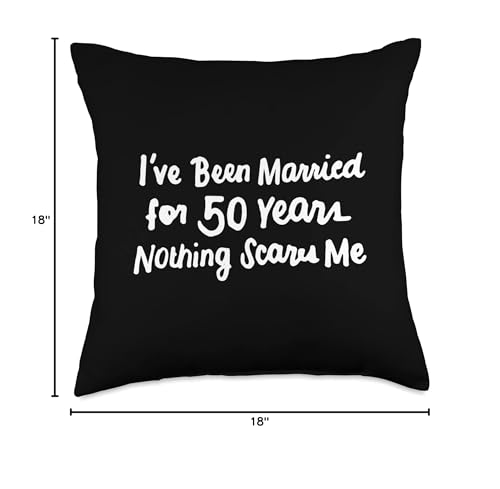Happy 50th Wedding Golden Anniversary Gifts Store Couples Married 50 Years-Funny 50th Wedding Anniversary Throw Pillow, 18x18, Multicolor