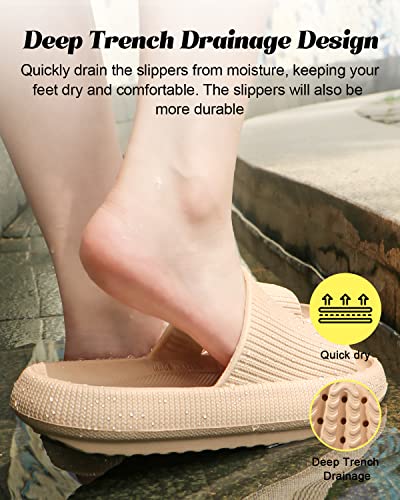 SUMMERJOY Cloud Slides for Women and Men, Soft Cloud Slippers, Massage Black Bubble Slides Easy Clean Thick Sole Non-slip Pillow Slippers, Shower, Swimming, Beach, Indoor and Outdoor Pillow Slides