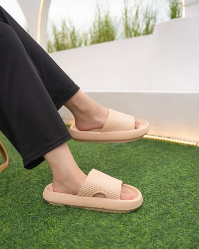 SUMMERJOY Cloud Slides for Women and Men, Soft Cloud Slippers, Massage Black Bubble Slides Easy Clean Thick Sole Non-slip Pillow Slippers, Shower, Swimming, Beach, Indoor and Outdoor Pillow Slides