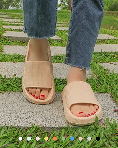 SUMMERJOY Cloud Slides for Women and Men, Soft Cloud Slippers, Massage Black Bubble Slides Easy Clean Thick Sole Non-slip Pillow Slippers, Shower, Swimming, Beach, Indoor and Outdoor Pillow Slides