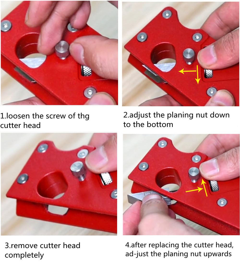 szhdxsy, Wood Planar carpenter's edge trimming tool, suitable for manual chamfering and planing of wood quick trimming,for Quick Edge Trimming and Chamfering,red