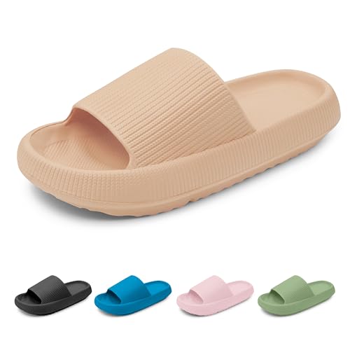 SUMMERJOY Cloud Slides for Women and Men, Soft Cloud Slippers, Massage Black Bubble Slides Easy Clean Thick Sole Non-slip Pillow Slippers, Shower, Swimming, Beach, Indoor and Outdoor Pillow Slides