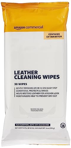 AmazonCommercial Leather Cleaning Wipes, 30 Count, 4 Pack (120 Total Wipes)