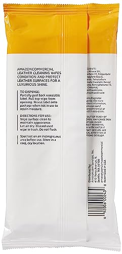 AmazonCommercial Leather Cleaning Wipes, 30 Count, 4 Pack (120 Total Wipes)