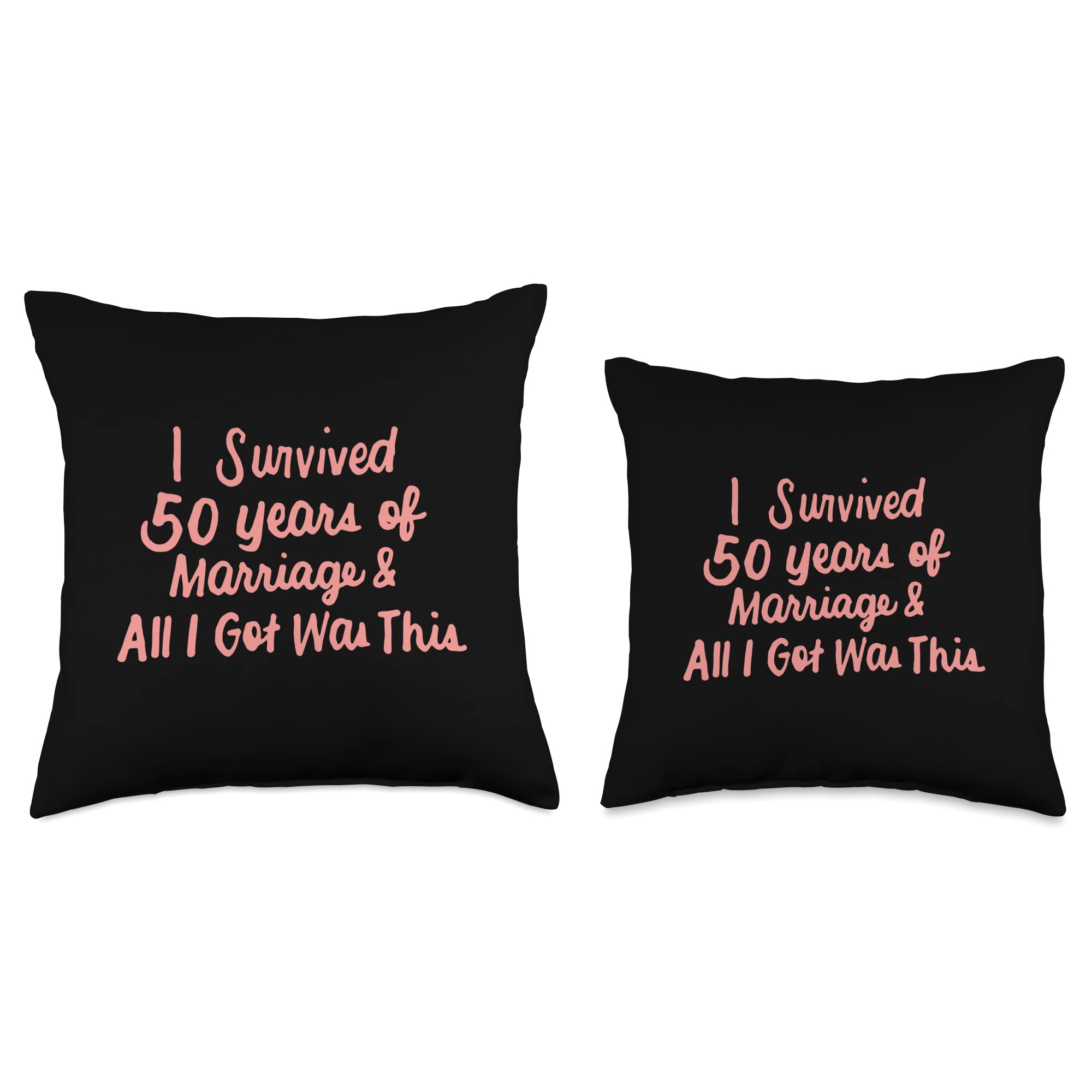 Happy 50th Wedding Golden Anniversary Gifts Store 50th Wedding Anniversary Couples Husband Wife 50 Years Throw Pillow, 16x16, Multicolor