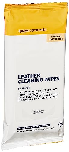 AmazonCommercial Leather Cleaning Wipes, 30 Count, 4 Pack (120 Total Wipes)