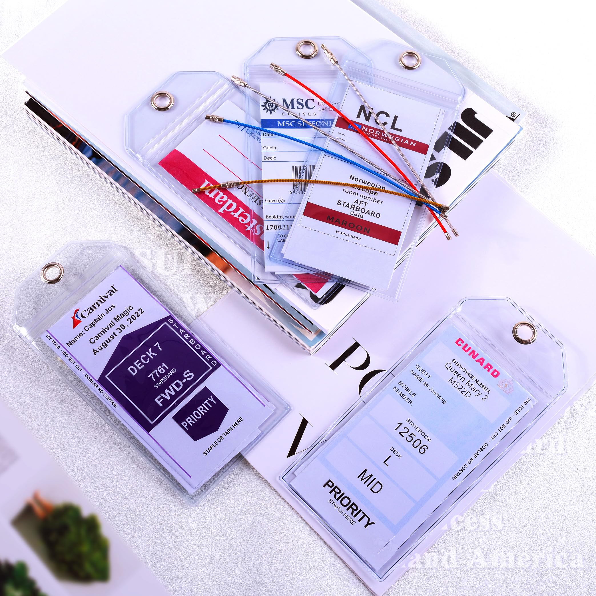 Cruise Ship Essentials for Carnival, Princess, NCL, MSC by JOLLYANTS, Cruise Luggage tag Holders Cruise Must Haves Waterproof & Reusable