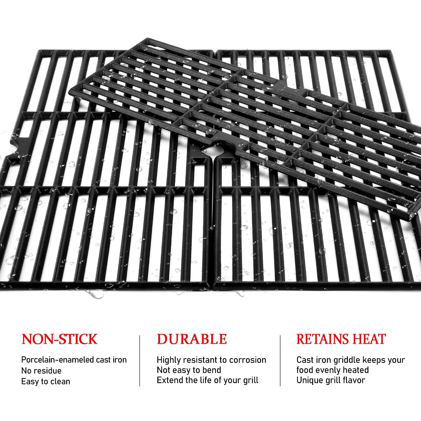 GGC 18" Grill Grates Replacement for Charbroil 463347017, 463377017, 4 Burner Performance Grill 463376018P2, 463376117, 463377117, 463673617, 463347519, 3 PCS 18 x 25 Cast Iron Grates for Char-Broil