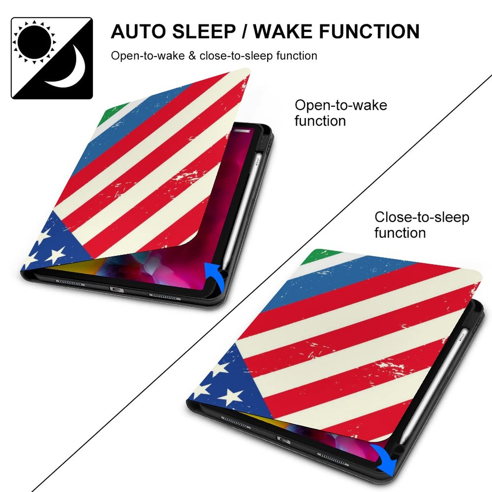 American South Africa Flag Protective Case with Soft Back Smart Stand Case Cover with Pencil Holder Compatible with IPAD Pro 2020 (11in)