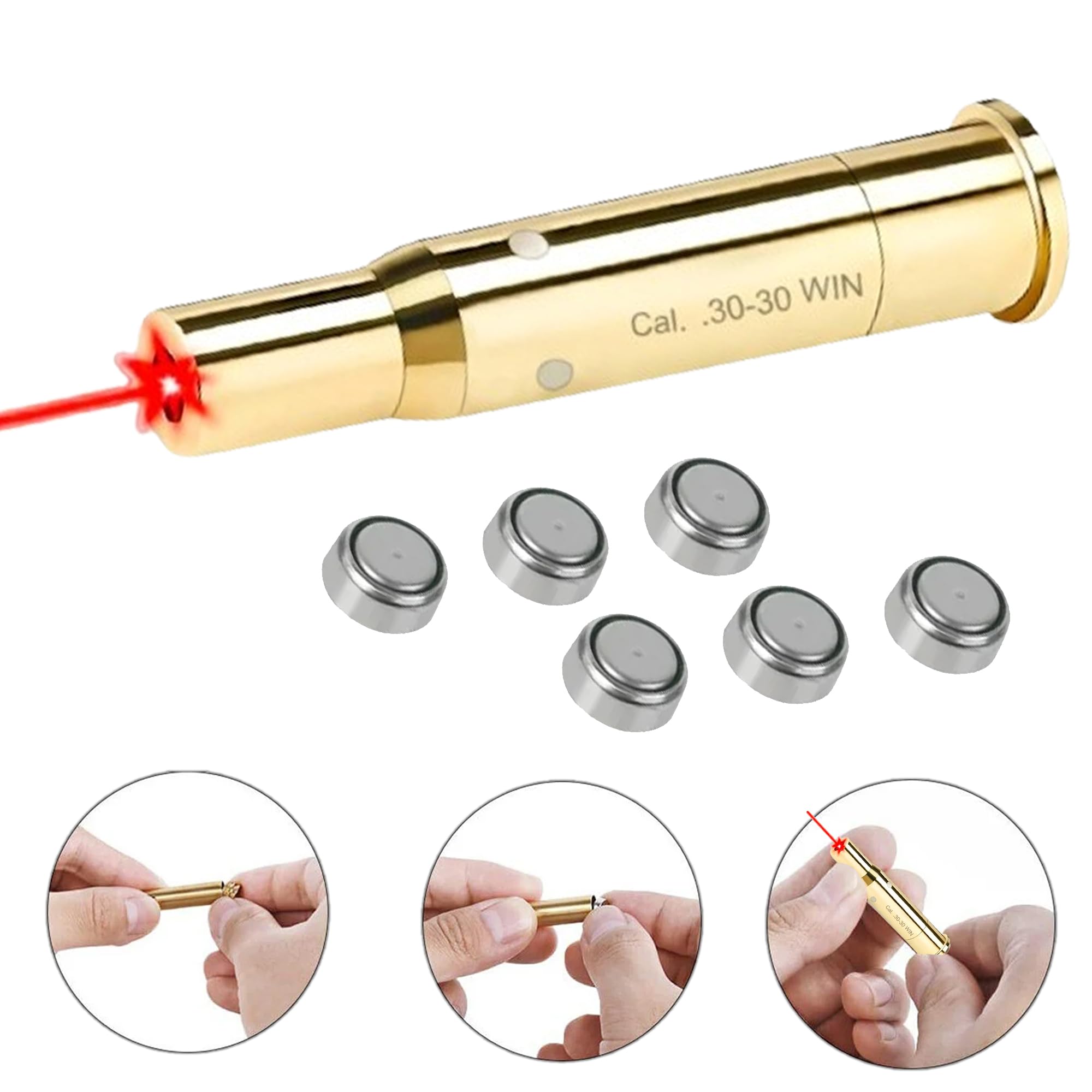 GOTICAL Red Dot 30-30 Win Laser Bore Sighter Boresight Hunting Tool 3030 Cartridge Bore Sight Red Laser