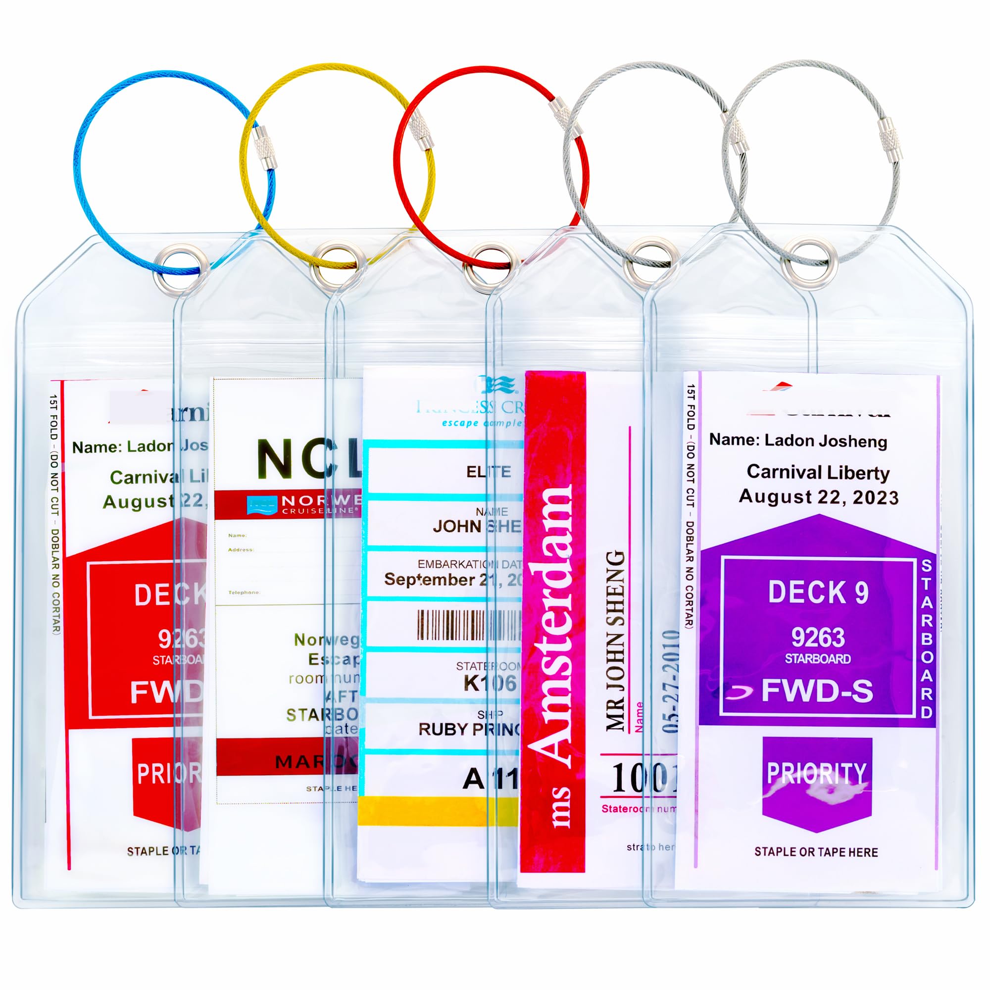 Cruise Ship Essentials for Carnival, Princess, NCL, MSC by JOLLYANTS, Cruise Luggage tag Holders Cruise Must Haves Waterproof & Reusable