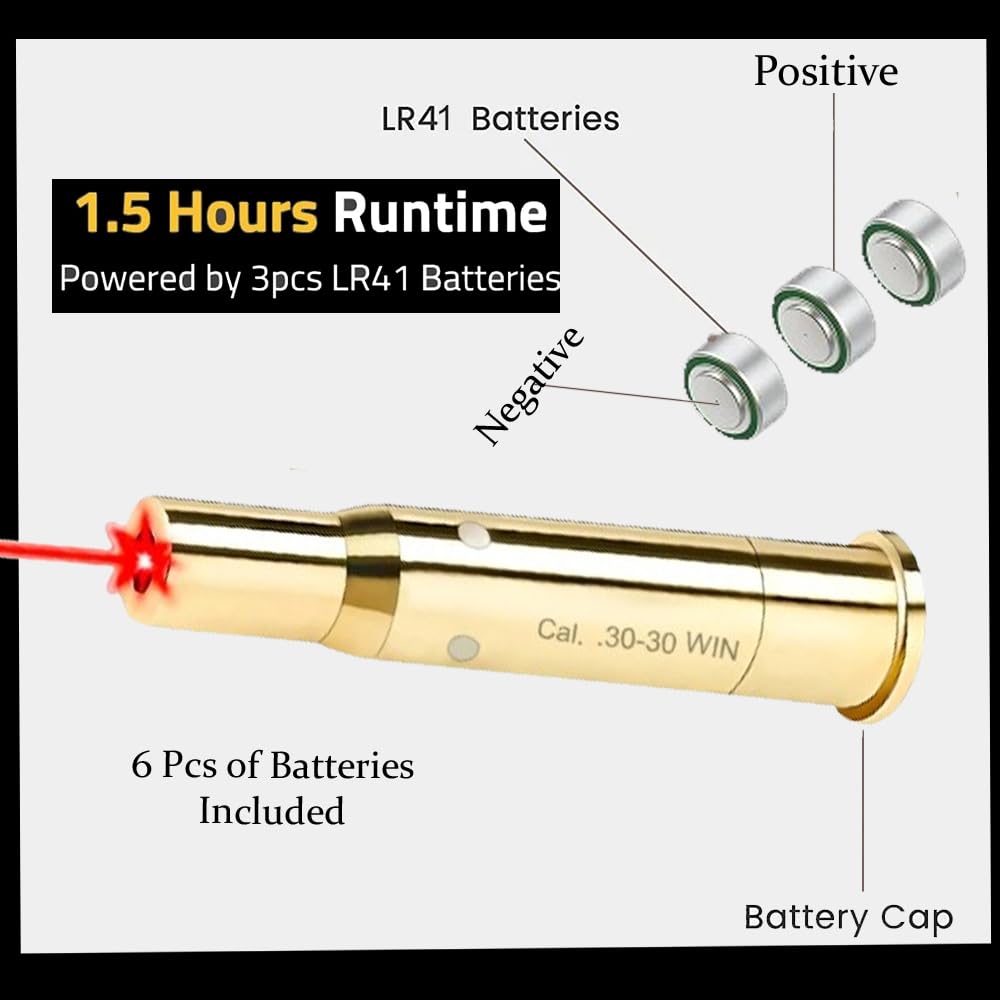 GOTICAL Red Dot 30-30 Win Laser Bore Sighter Boresight Hunting Tool 3030 Cartridge Bore Sight Red Laser