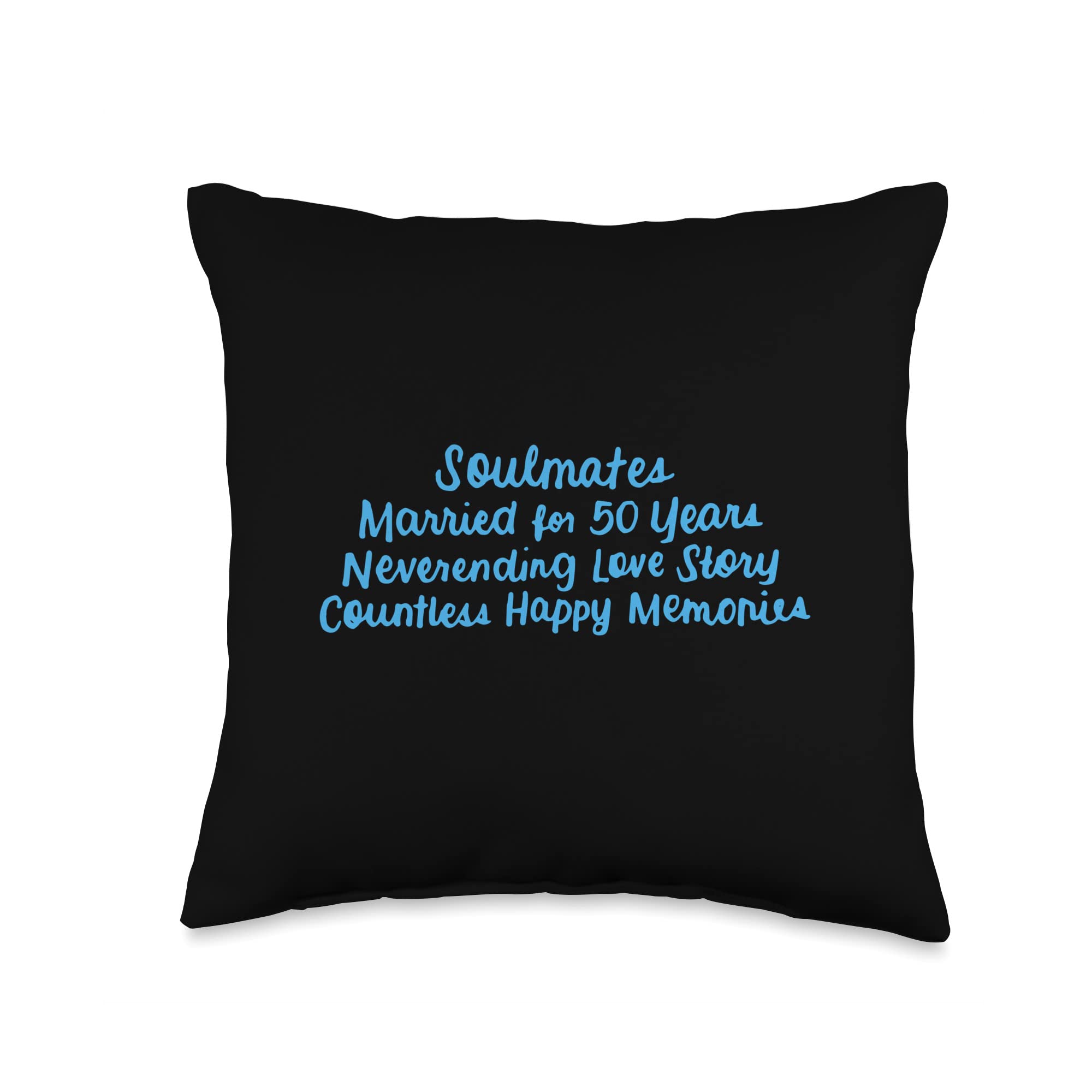 Happy 50th Wedding Golden Anniversary Gifts Store 50th Wedding Anniversary-50 Years of Marriage Throw Pillow, 16x16, Multicolor