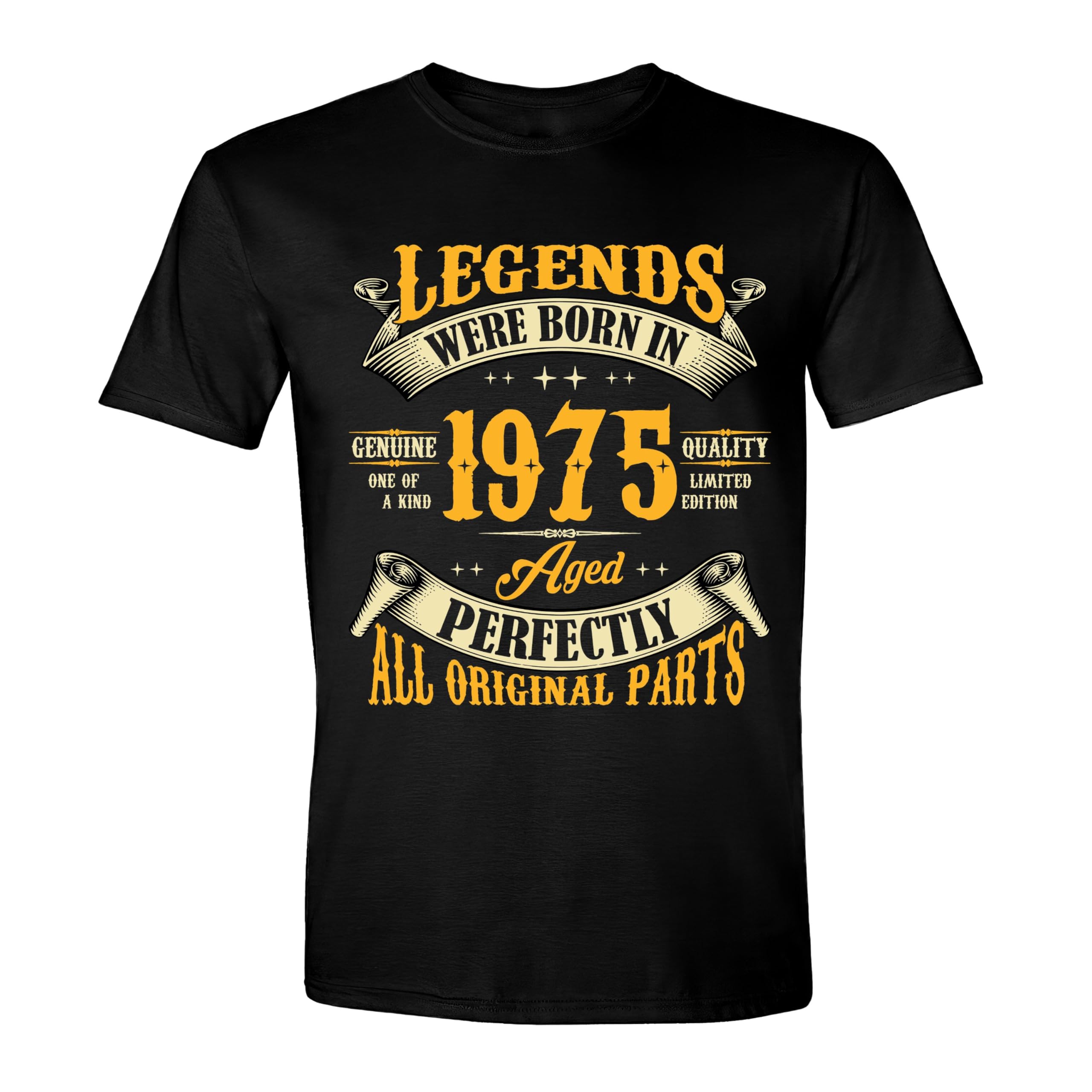 50th Birthday Shirt for Men, Legends were Born in 1975, Vintage 50 Years Old Tee T Shirt Black Large