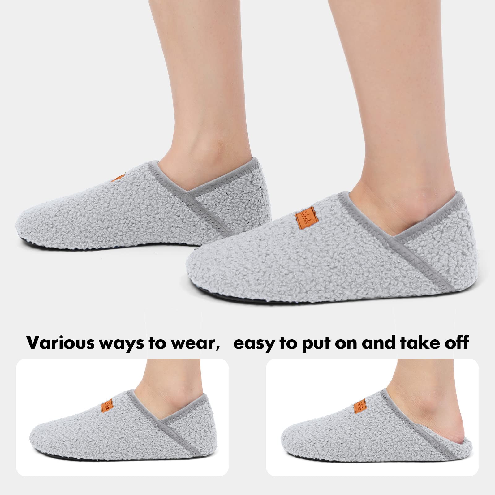 XIHALOOK Womens Mens Lightweight Slippers Zero Drop Minimalist House Shoes Light Grey, 7-7.5 Women/5.5-6 Men