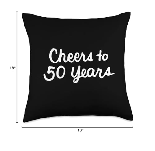 Happy 50th Wedding Golden Anniversary Gifts Store Cheers to 50 Years-50th Wedding Anniversary Throw Pillow, 18x18, Multicolor
