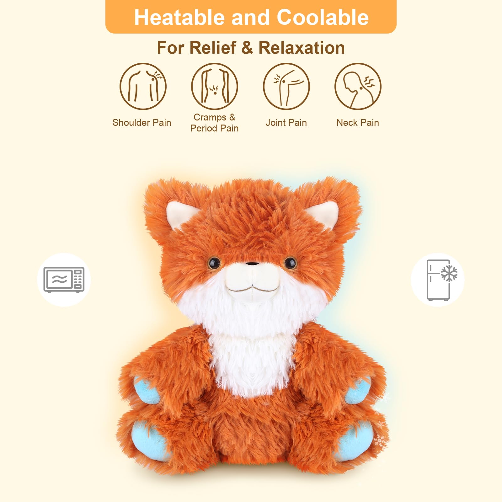SuzziPals Microwavable Stuffed Animals Fox Plushies, Stuffed Fox Heating Pads, Anxiety & Stress Relief, Warming Cuddly Companion Fox Stuffed Animal, Fox Toys Gifts for Kids Adults