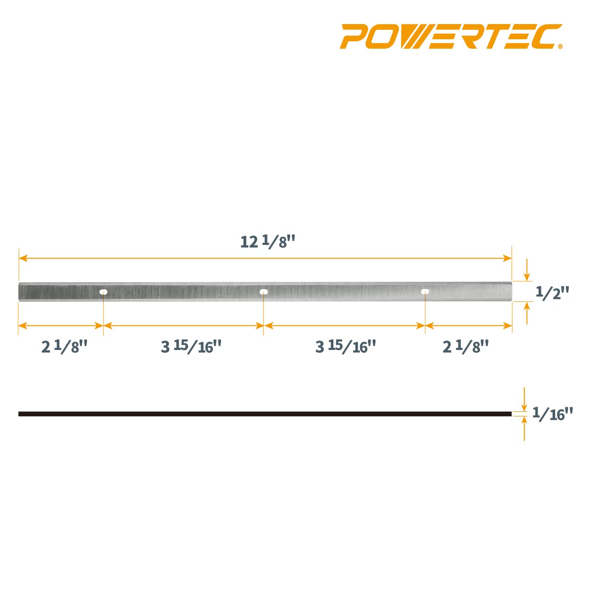 POWERTEC 12 Inch Planer Blades for Craftsman 21722, 21780, Harbor Freight Central Machinery Surface Planer 95082 Planer, Replacement for Craftsman 217220 Planer Knives, Set of 2 (12804)