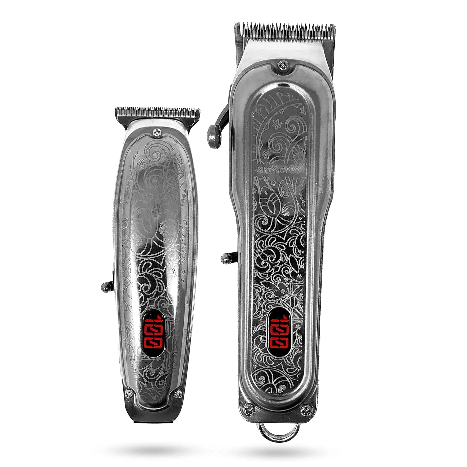 XPERSIS PRO Cordless Hair Clipper + Hair Trimmer for Mens and Barbers +Shaver with Sharp Blades, Cord/Cordless Electric Razor for Mens Silver & Blue