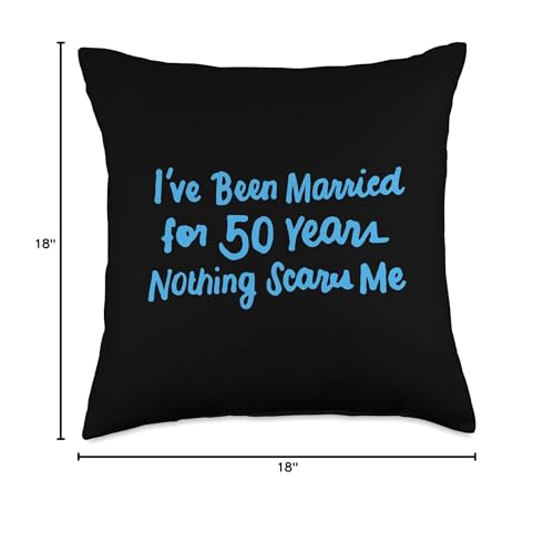 Happy 50th Wedding Golden Anniversary Gifts Store Couples Married 50 Years-Funny 50th Wedding Anniversary Throw Pillow, 18x18, Multicolor