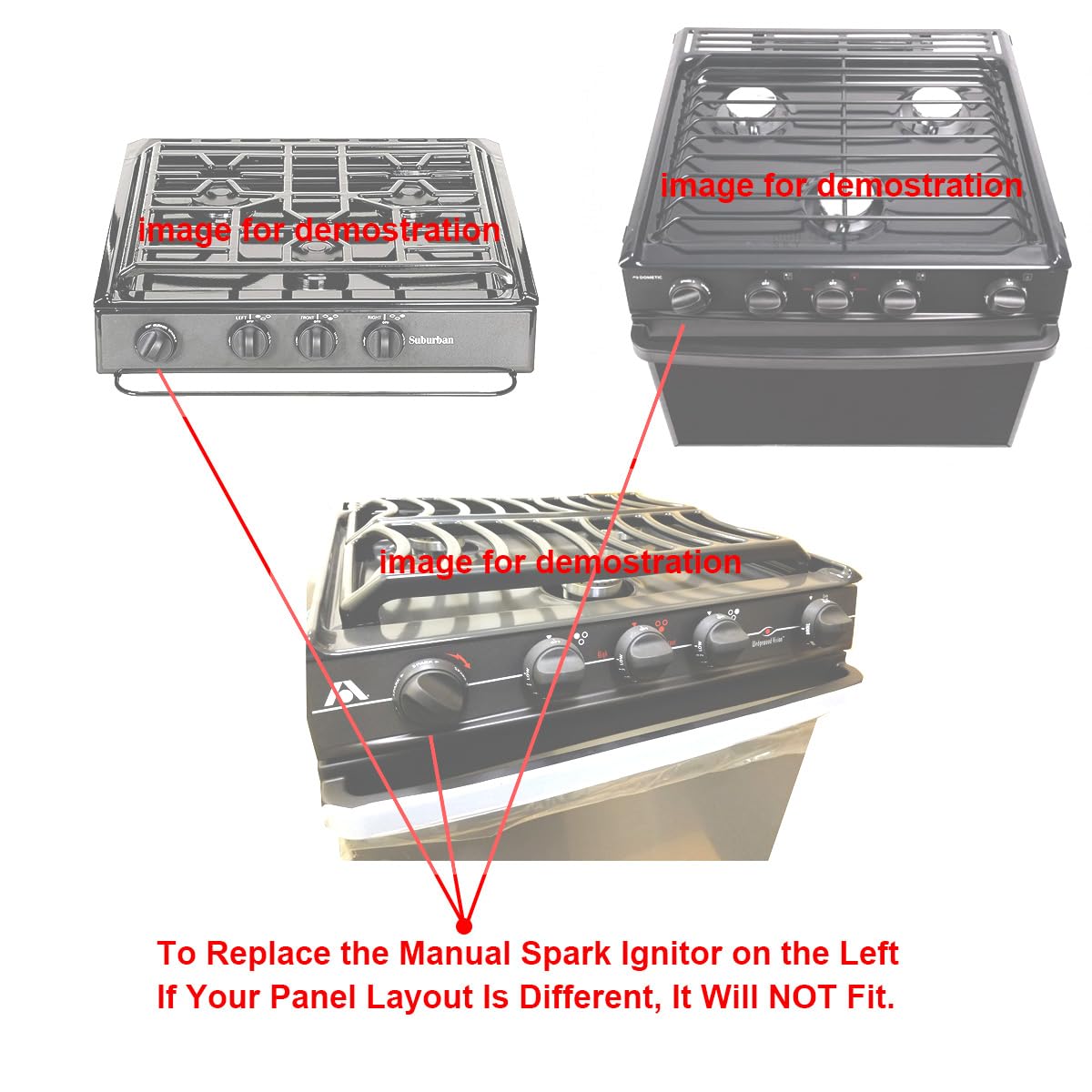 Piezo Ignitor Kit for Atwood,Wedgewood,Dometic,Suburban,Magic Chef 3-Burner RV Stoves (Ignitor with Knob)