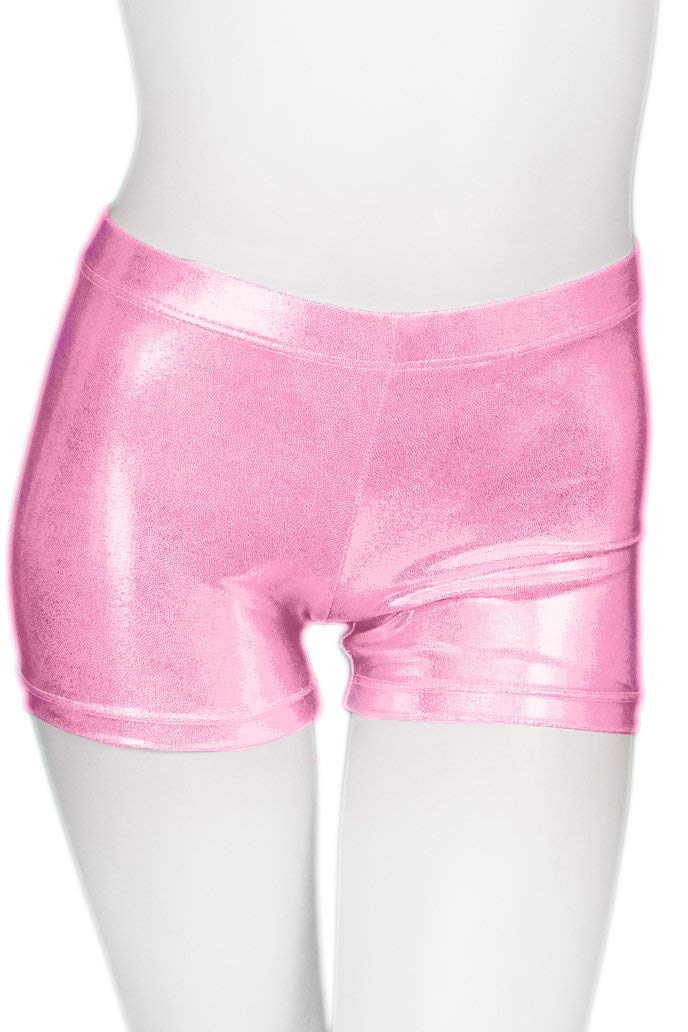 ZIZI Little Big Girls Sparkle Dance Tumbling Basketball Gymnastics Pink Short,120CM(6X-7Years)