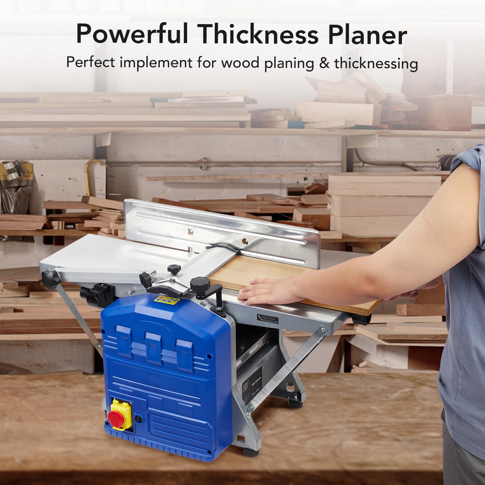 Power Benchtop Planer, Dual Planing Function, 1250W Wood Planer, 29"×8" Worktable Thickness Planer with Low Noise and Low Dust Planing, for both Hard & Soft Wood Planing & Thicknessing