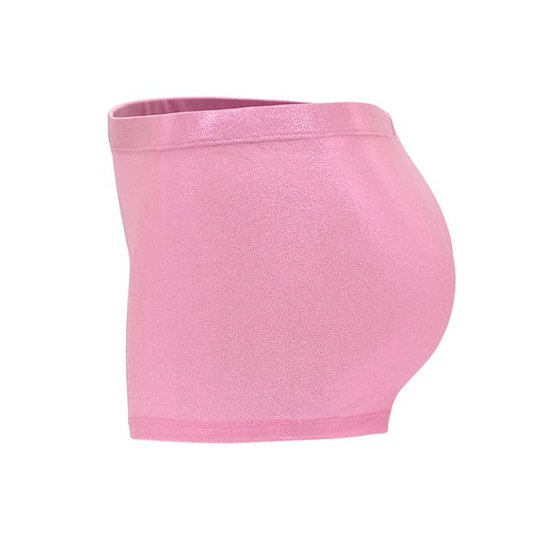 ZIZI Little Big Girls Sparkle Dance Tumbling Basketball Gymnastics Pink Short,120CM(6X-7Years)