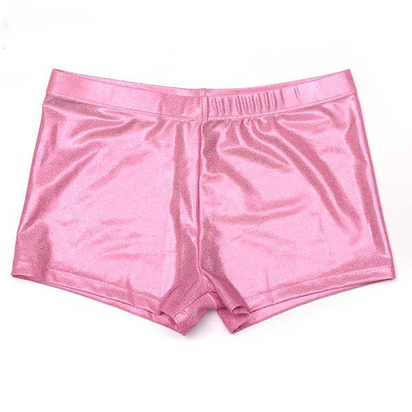 ZIZI Little Big Girls Sparkle Dance Tumbling Basketball Gymnastics Pink Short,120CM(6X-7Years)