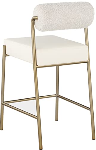 Meridian Furniture 587Cream-C Carly Collection Modern | Contemporary Vegan Leather/Boucle Fabric Upholstered Counter Stool, 19" W x 22.5" D x 37" H, Cream