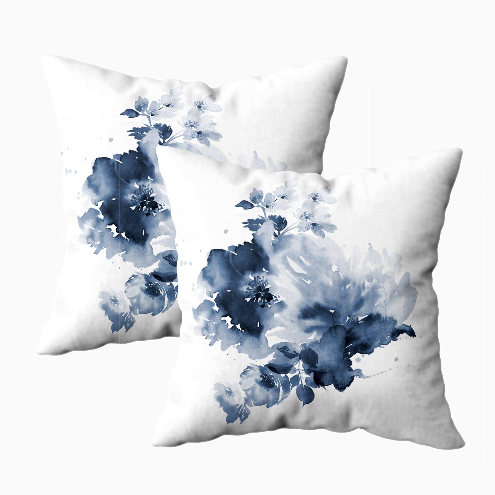 HerysTa Fun Pillow Cases, 18X18 Pillow Case Pack of 2 Invisible Zipper Cushion Cases Halloween Bouquet Spring Delicate Watercolor Wedding Greeting Card Zippable Pillow Case