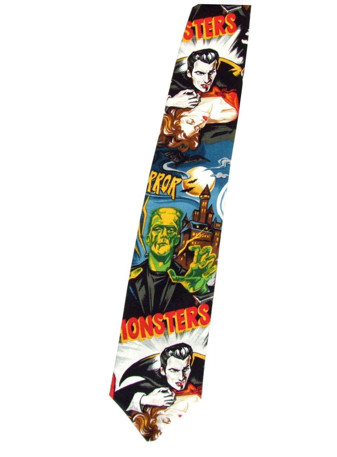 Hemet Hollywood Monster Vintage Horror Movie Pinup Frankenstein Mummy Neck Tie