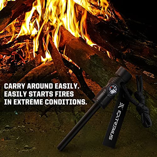 Extremus 6-in-1 Magnesium Fire Starter, High Temp Ferro Rod, Survival Kits with Camping Fire Starter and Survival Lighter for Hiking, Hunting, Backpacking, Outdoor Fire Striker