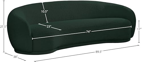 Meridian Furniture 693Green-S Hyde Collection Modern | Contemporary Boucle Fabric Upholstered Sofa, Green, 89.5" W x 38" D x 27.5" H