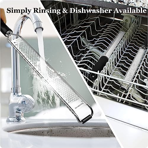 Sunivaca Lemon Zester Tool, Zester Grater with Handle, Citrus Zester, Parmesan Cheese Grater Handheld - Sharp Premium Stainless Steel Fine Blade Extra Long Size with HPPE Resistant Cut Glove