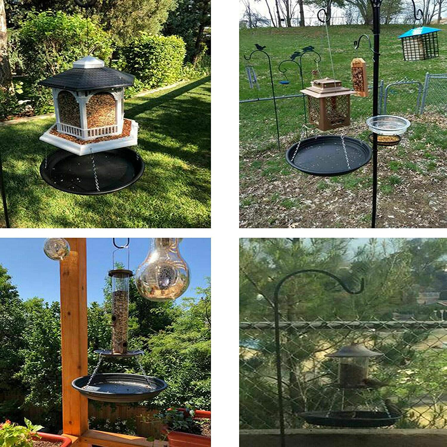 Bird Seed Catcher Tray Platform Feeder Hanging Tray Fits Most feeders Catches Most Falling Seed and Husk Great for Attracting Birds Outdoors, Backyard, Garden - Black