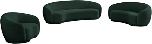 Meridian Furniture 693Green-S Hyde Collection Modern | Contemporary Boucle Fabric Upholstered Sofa, Green, 89.5" W x 38" D x 27.5" H