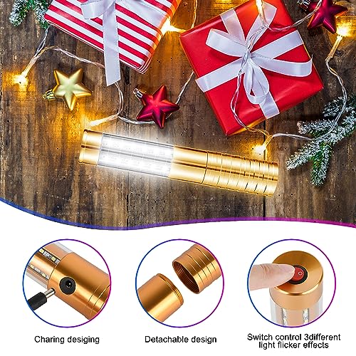 2PCS LED Strobe Baton Light Bright Rechargeable LED Light Club Signs for Bottle Service Reusable Nightclub Parties (Gold+Sliver)