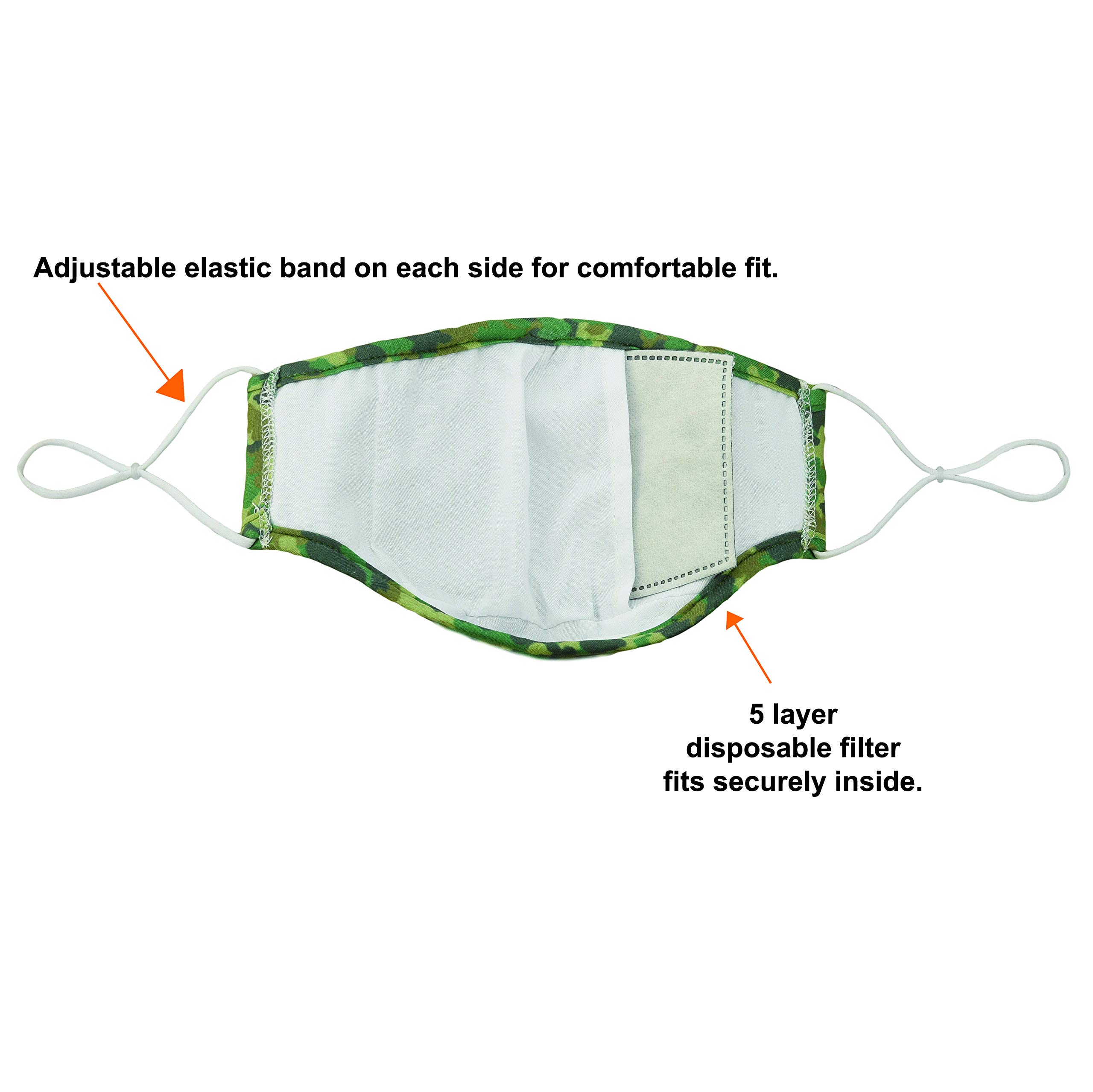 Snoozies 3-Layer Washable Face Mask w Filters & Nose Bridge - Orange/Red Bandana