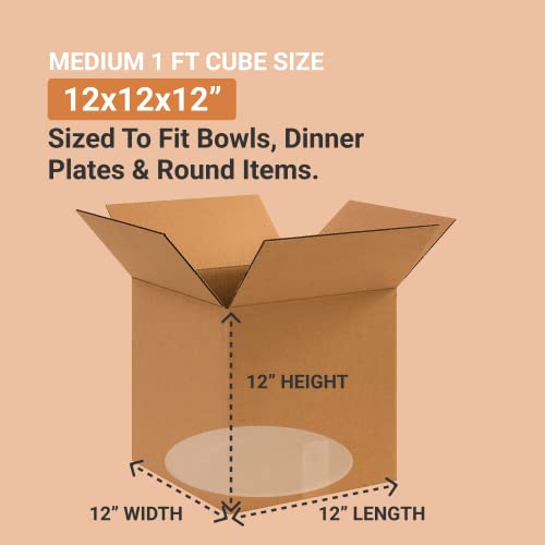 Aviditi Shipping Boxes Small 12"L x 12"W x 12"H, 25-Pack | Corrugated Cardboard Box for Packing, Moving and Storage